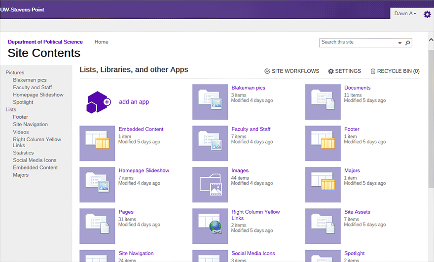 View all site content - Web Development | UWSP